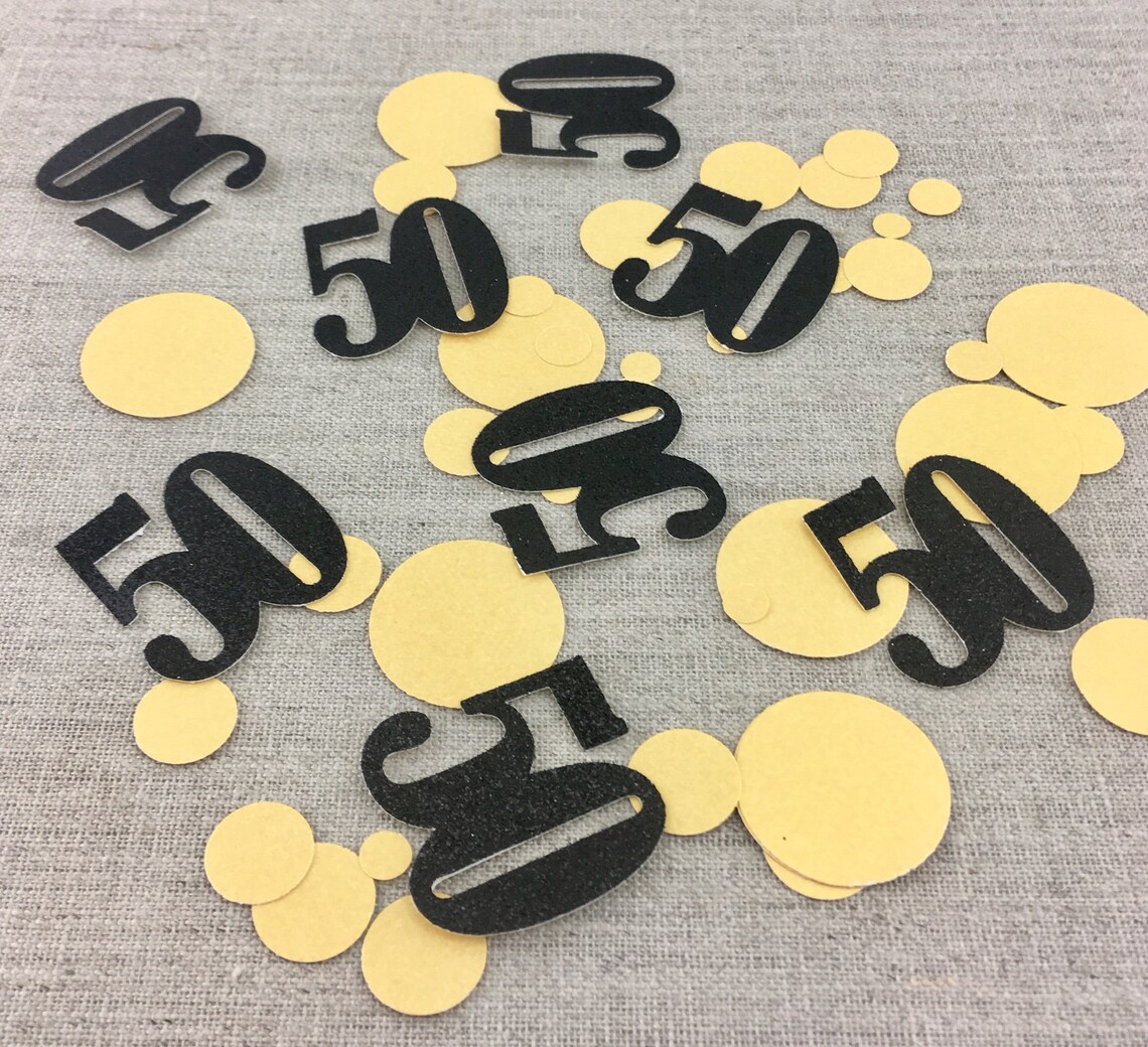 Custom Number Confetti 10 20 30 40 50 Golden Anniversary - Etsy