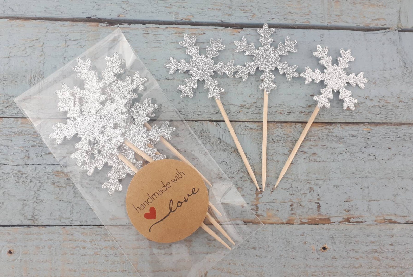 Snowflake Cake Topper 5 Winter Party Decorations | Etsy