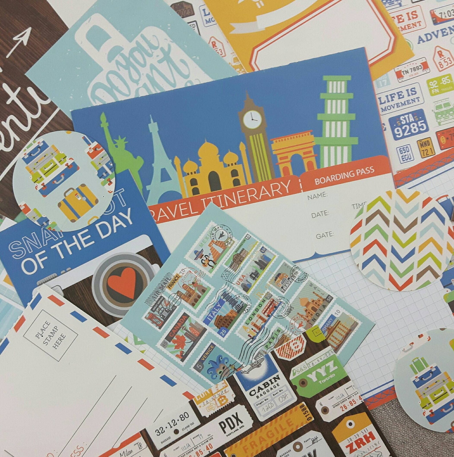 Travel Theme Paper Ephemera 30 pcs Road Trip Paper Pack | Etsy