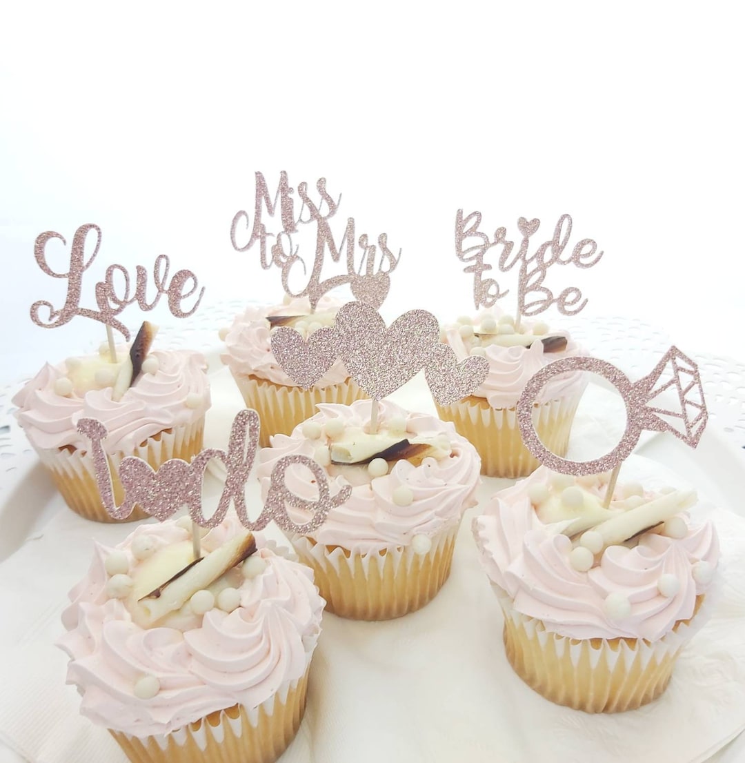 Bridal Shower Cupcake Toppers Engagement Cupcake Toppers - Etsy