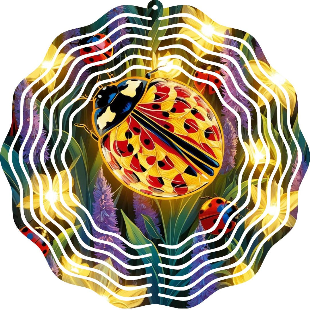 Ladybug Wind Spinner 10" Metal Garden Decor, Colorful Ladybug Art ...