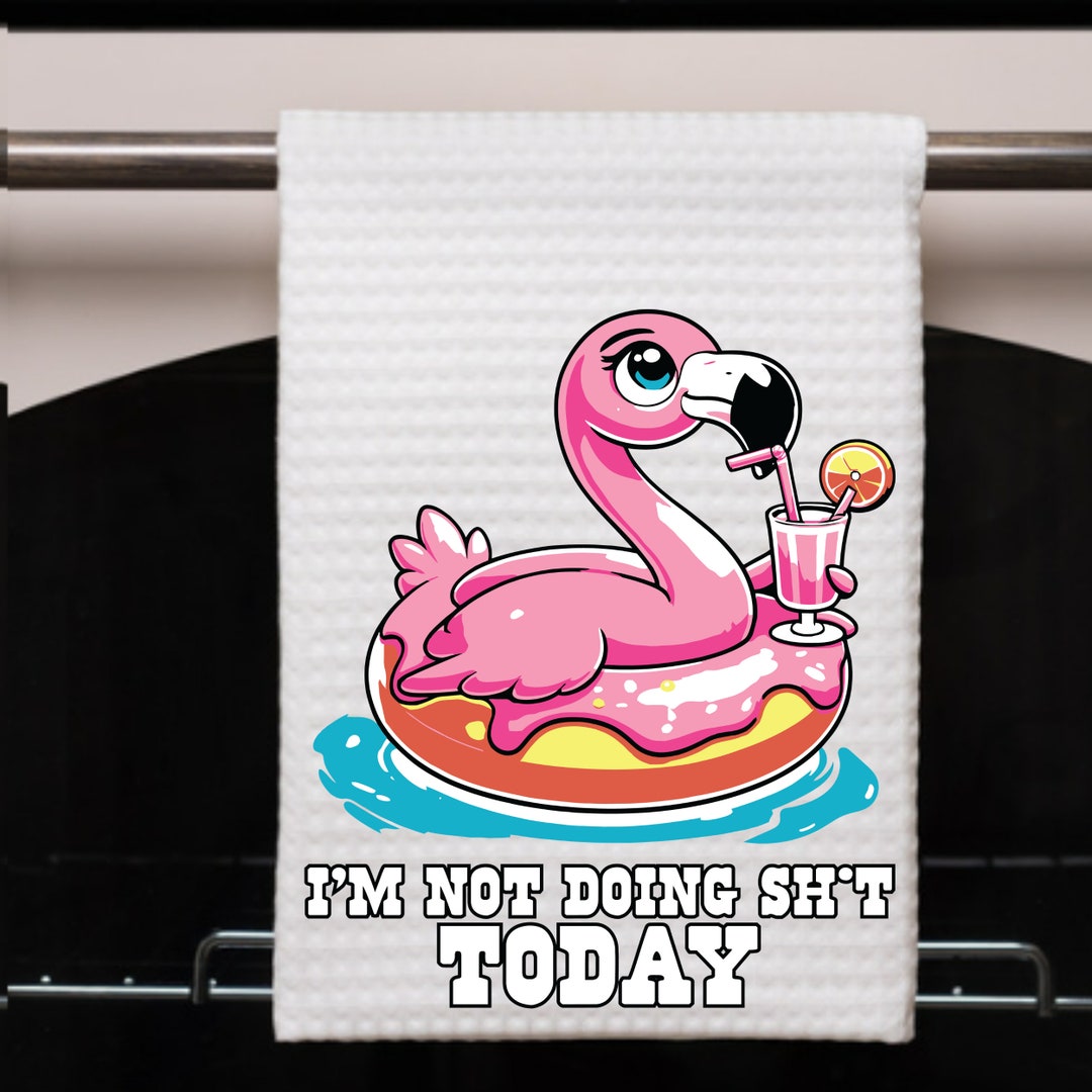 Flamingo Dish Towel, Funny Kitchen or Bathroom Decor, New Home Gift ...