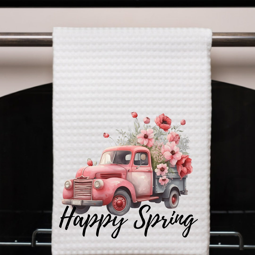 Floral Dish Towel 16x24 Pink Kitchen Towel Spring Decor - Etsy