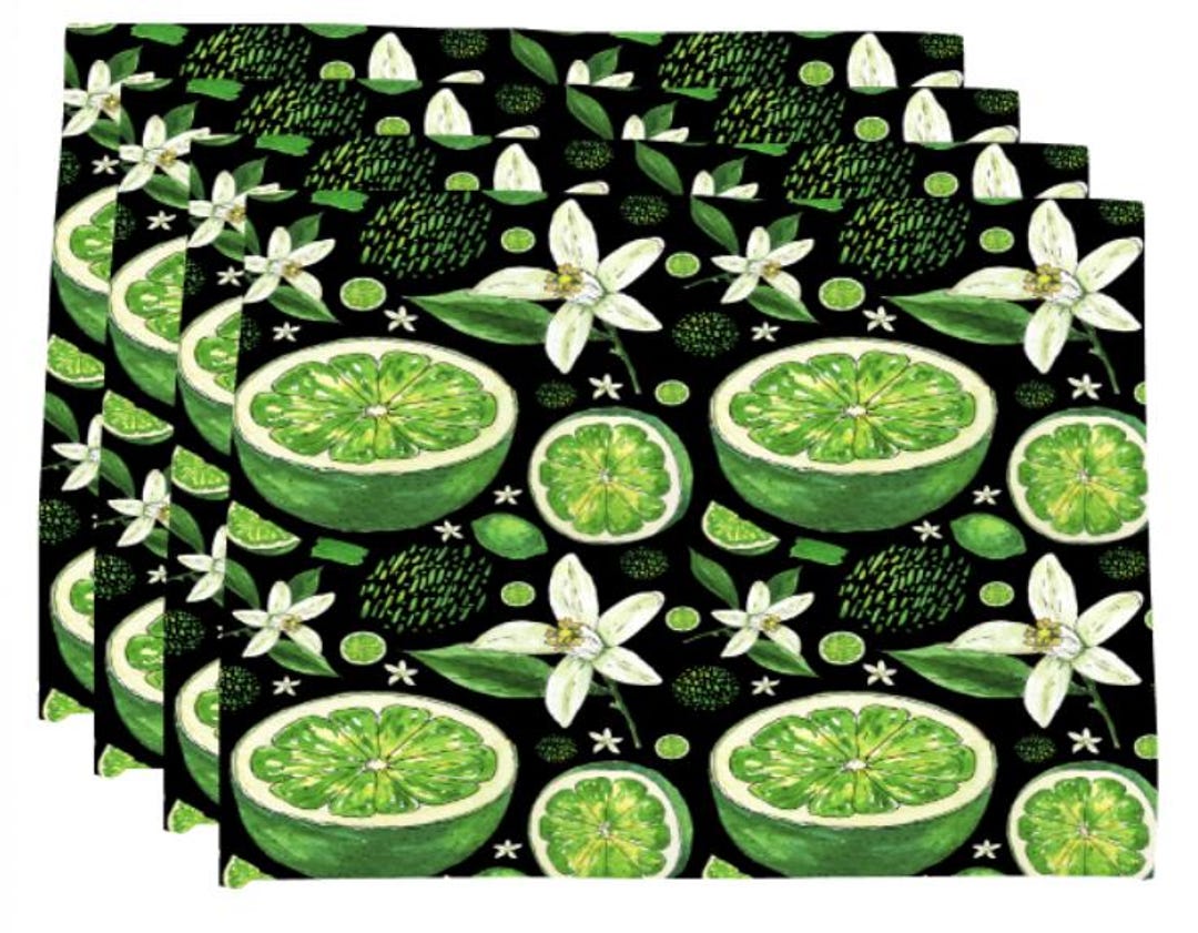 Lime Fruit Slices Placemats Set of 4 Floral Dining Table Mats ...