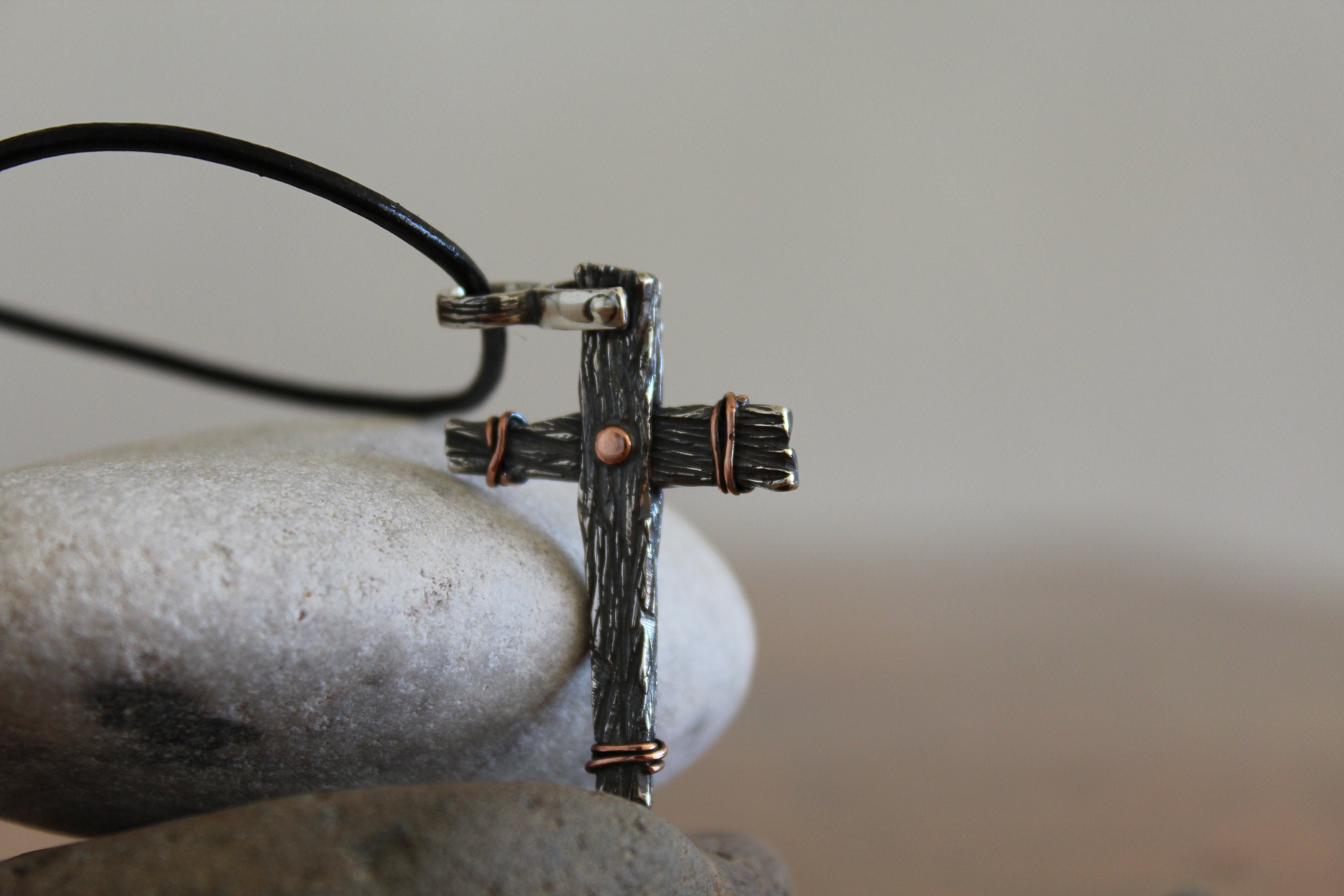 Silver Cross,copper Wire Wraped,mixed Metal Cross,slats Cross,artisan ...