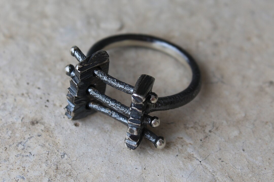 Silver Ring,art Jewelry,silversmith Ring,oxidized Silver,textured Ring ...