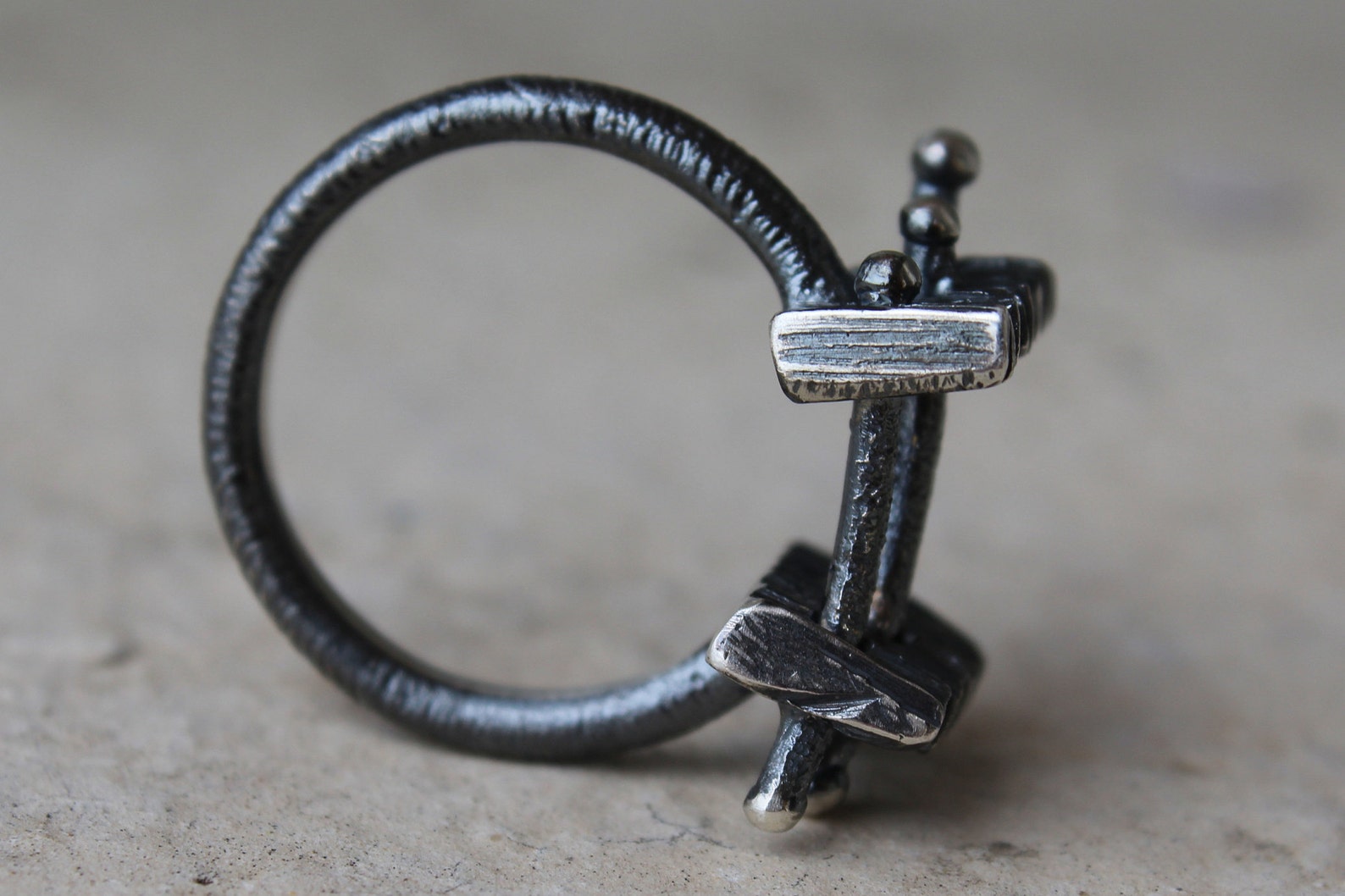 Silver Ring,art Jewelry,silversmith Ring,oxidized Silver,textured Ring ...
