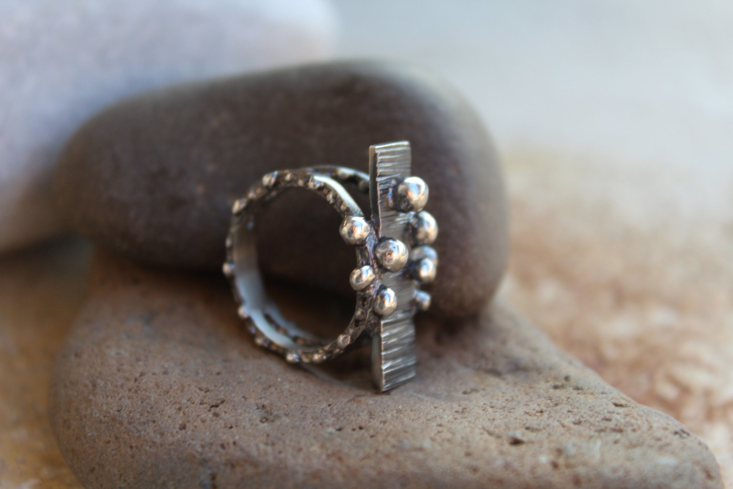 Artisan Silver Ring,textured Ring,oxidized Silver,unique Ring,modern ...