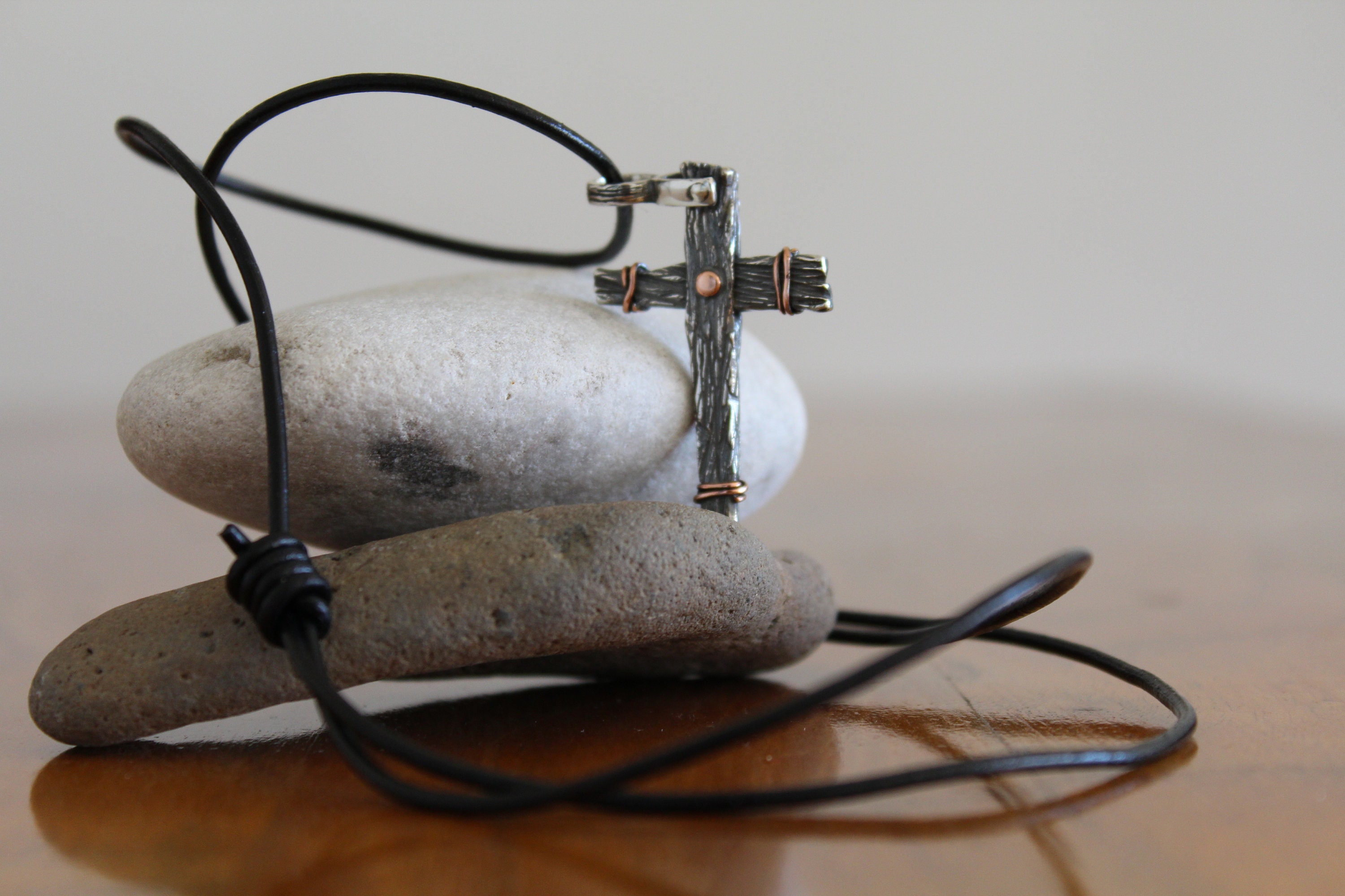 Silver Cross,copper Wire Wraped,mixed Metal Cross,slats Cross,artisan ...