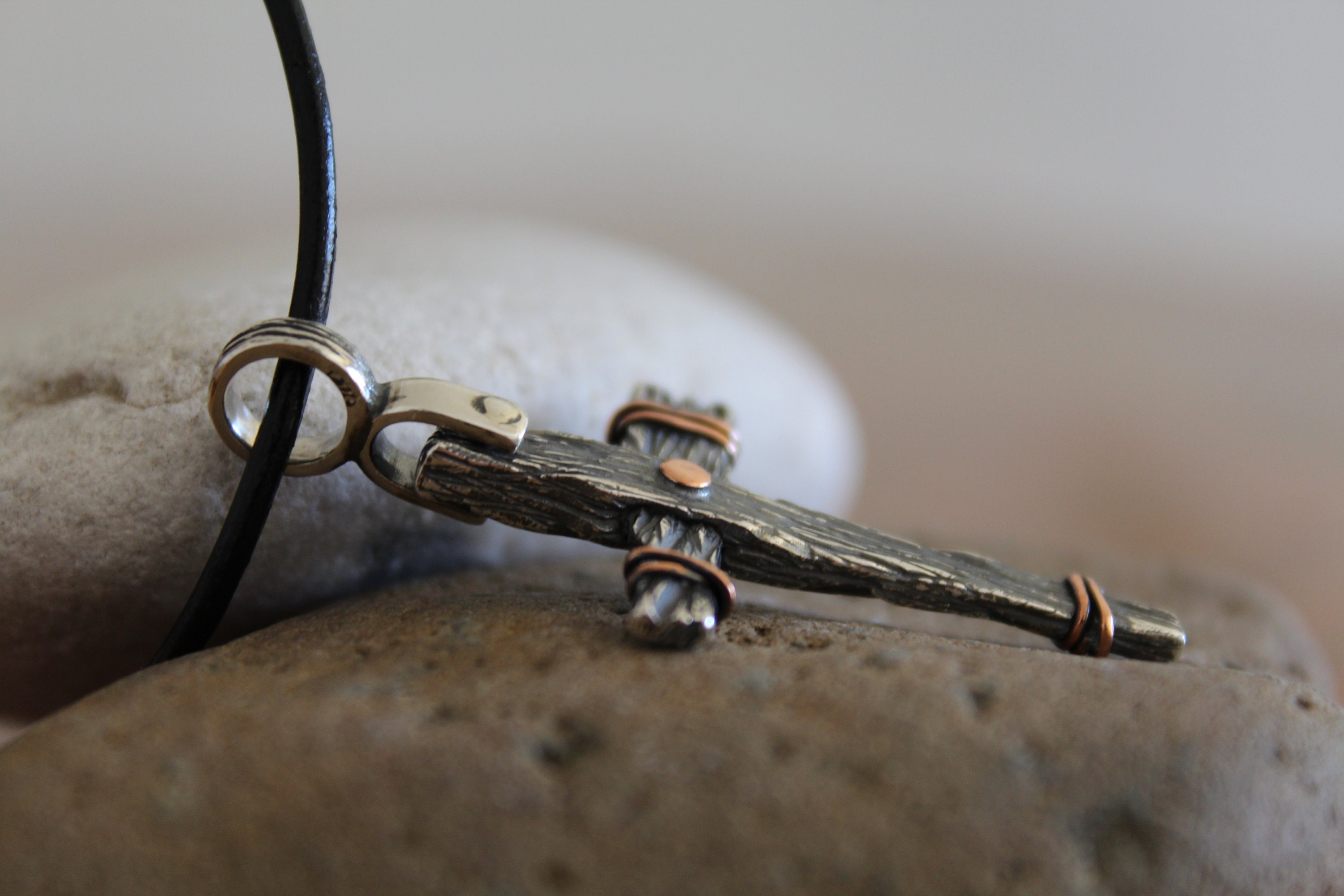 Silver Cross,copper Wire Wraped,mixed Metal Cross,slats Cross,artisan ...