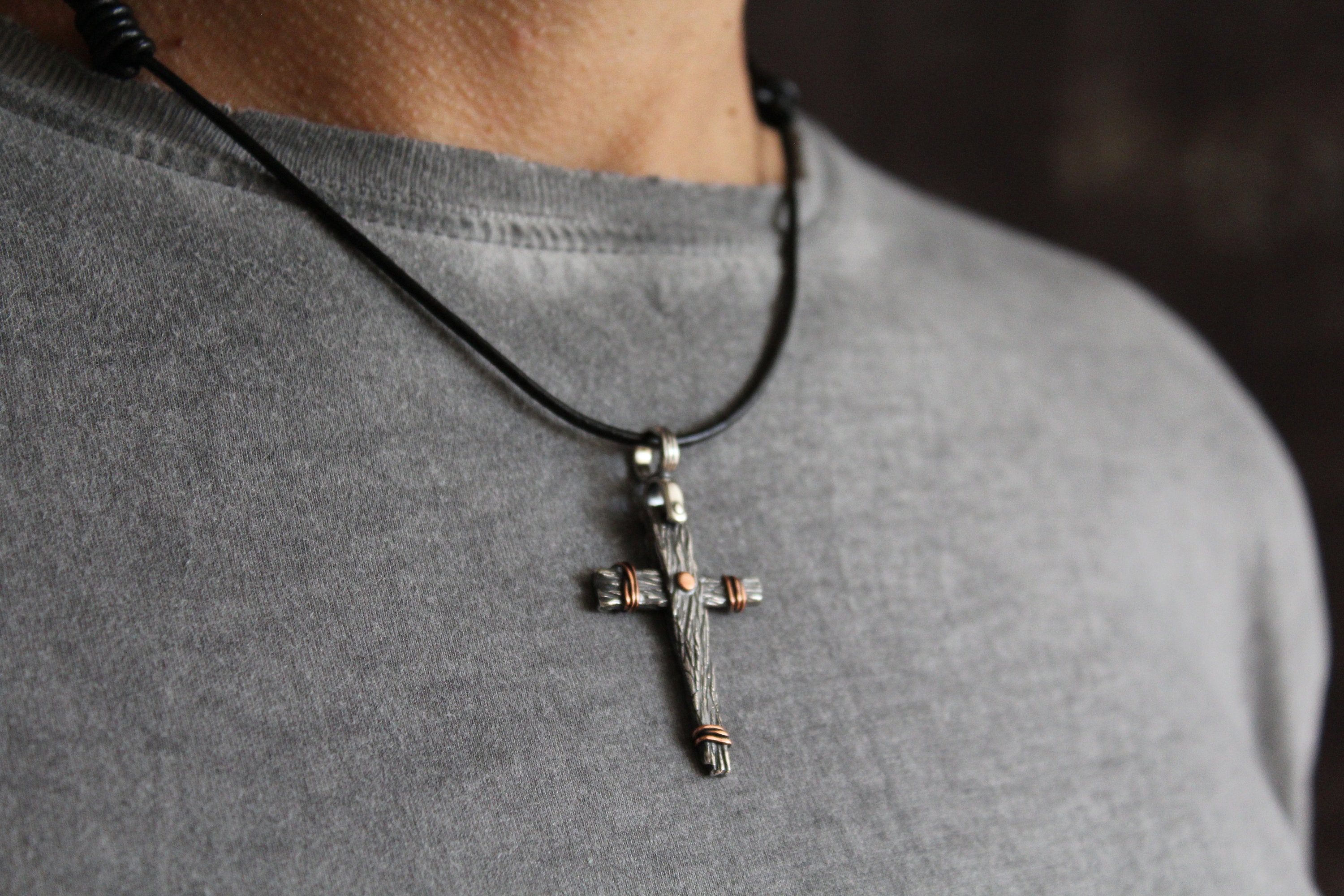 Silver Cross,copper Wire Wraped,mixed Metal Cross,slats Cross,artisan ...