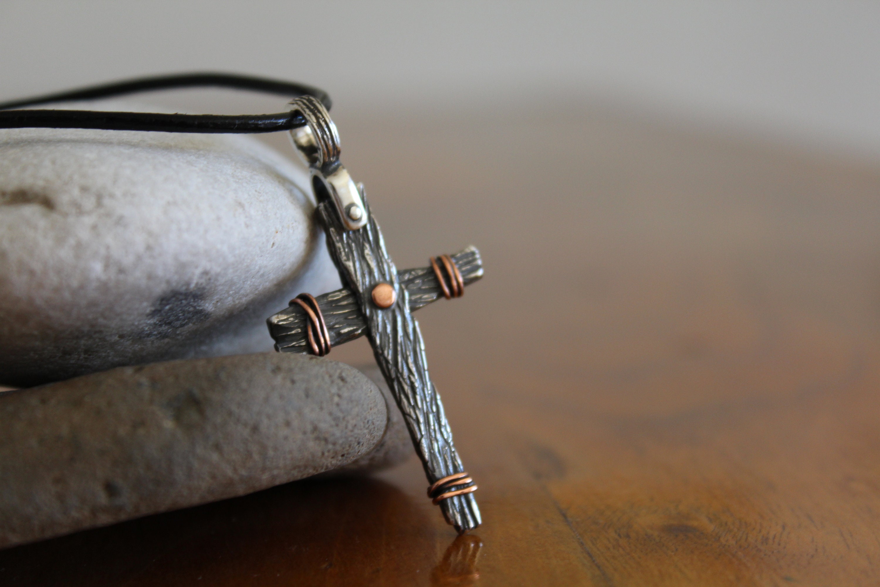 Silver Cross,copper Wire Wraped,mixed Metal Cross,slats Cross,artisan ...
