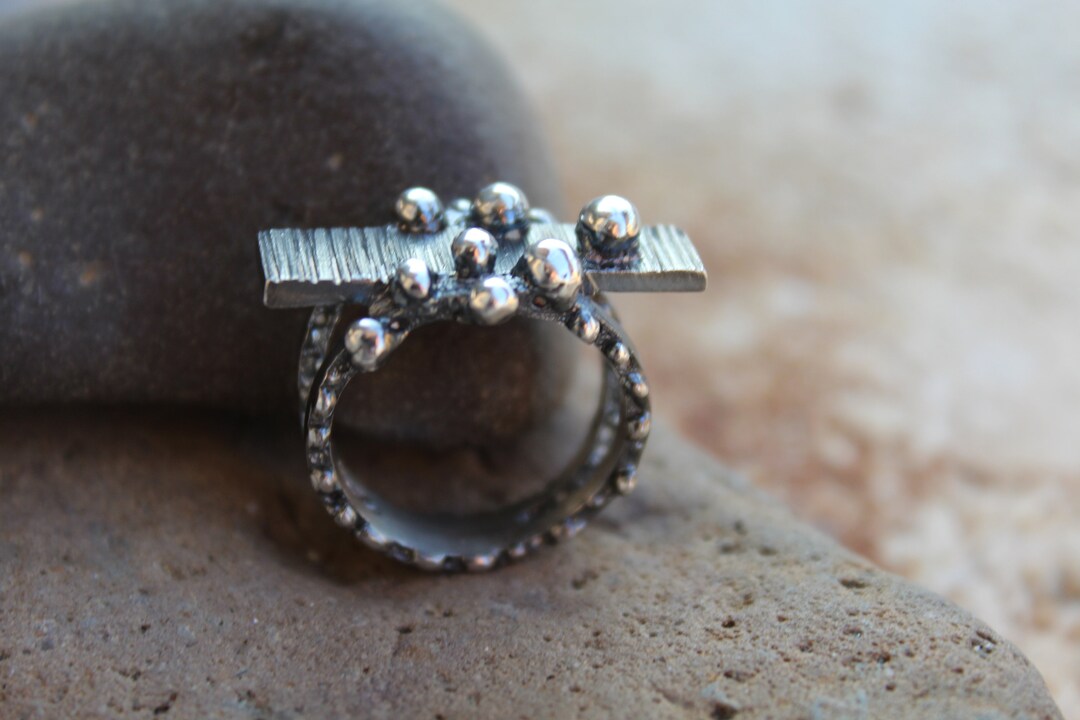Artisan Silver Ring,textured Ring,oxidized Silver,unique Ring,modern ...