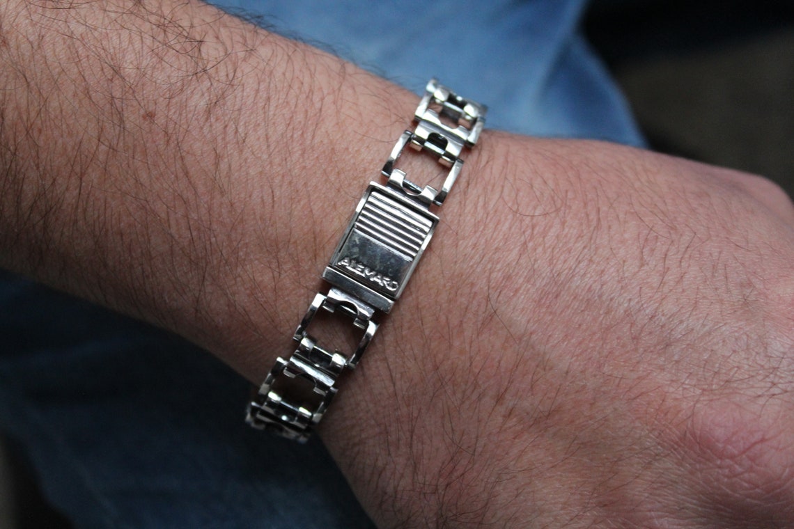 925 Heavy Sterling Silver Bracelet,chain Links Bracelet,mens Silver ...