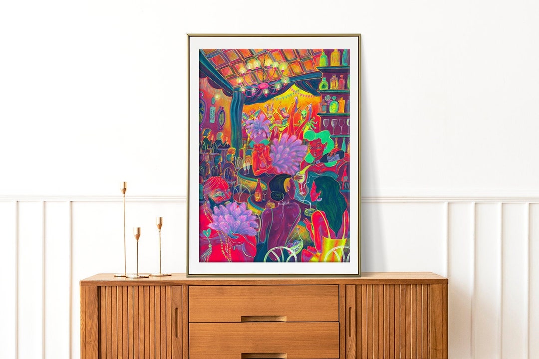 Bourbon & Feathers – Slow Love Queer Jazz Art Poster, Feminist Print - Etsy