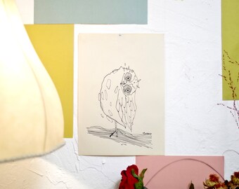 Owl Ink Drawing | Etsy