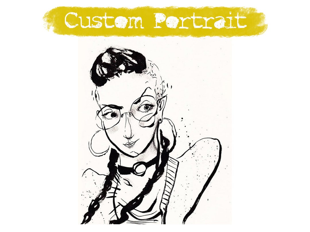Custom Portrait Ink - -original Painting A5-A4-A3-A2 - Etsy