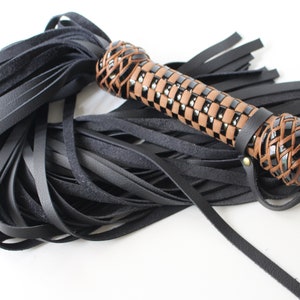 BDSM Flogger Black Leather Flogger Fetish Leather Flogger - Etsy