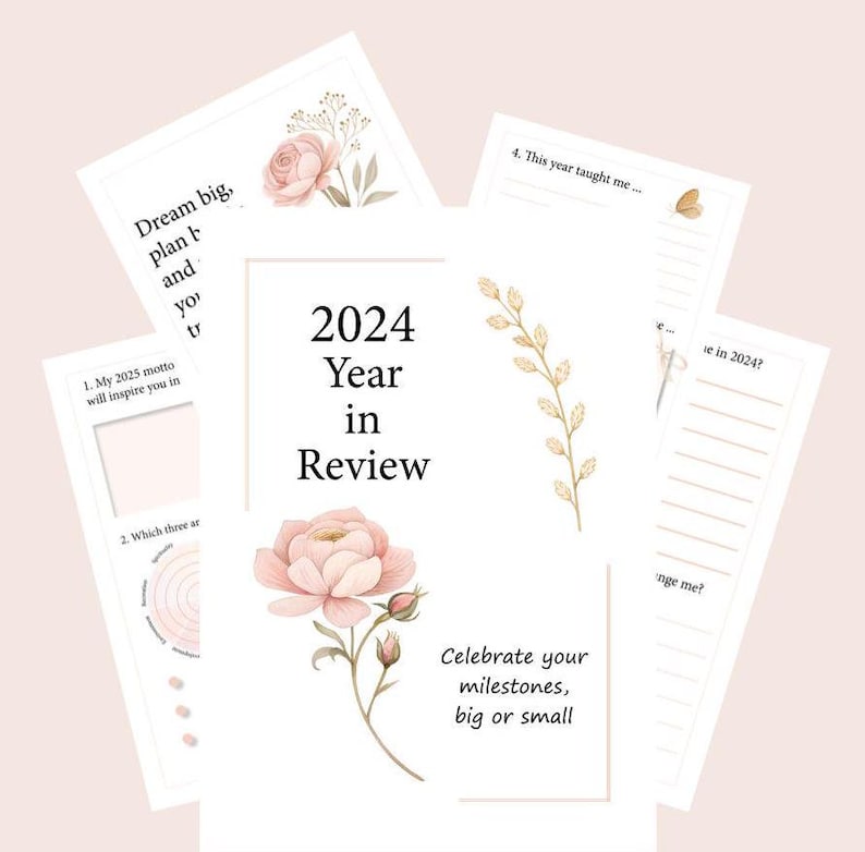 2024 Year in Review and 2025 Goal Planner, Self-discovery Journal PDF ...