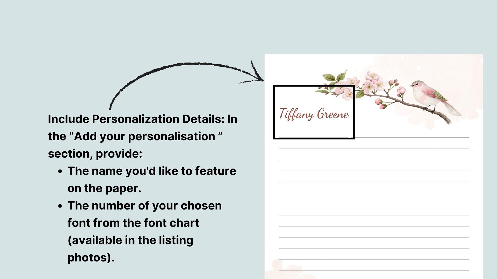 Personalized Letterhead Printer Paper, Monogram Notepad, Custom Name ...