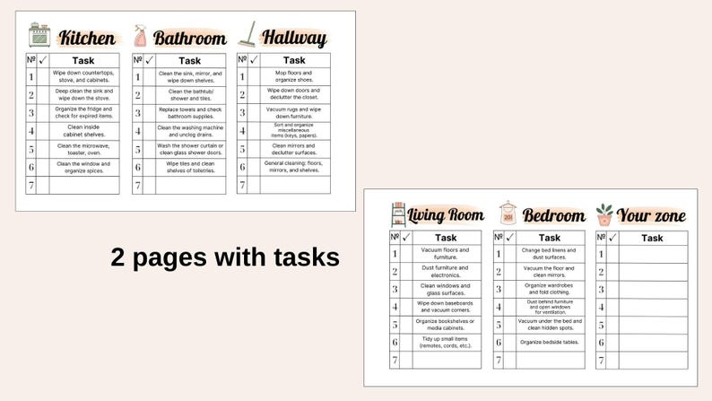 Cleaning Checklist: Room-by-room Chore Chart. Home Clean Tracker - Etsy