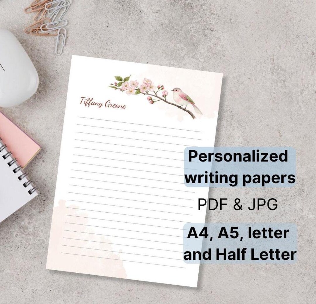 Personalized Letterhead Printer Paper, Monogram Notepad, Custom Name ...