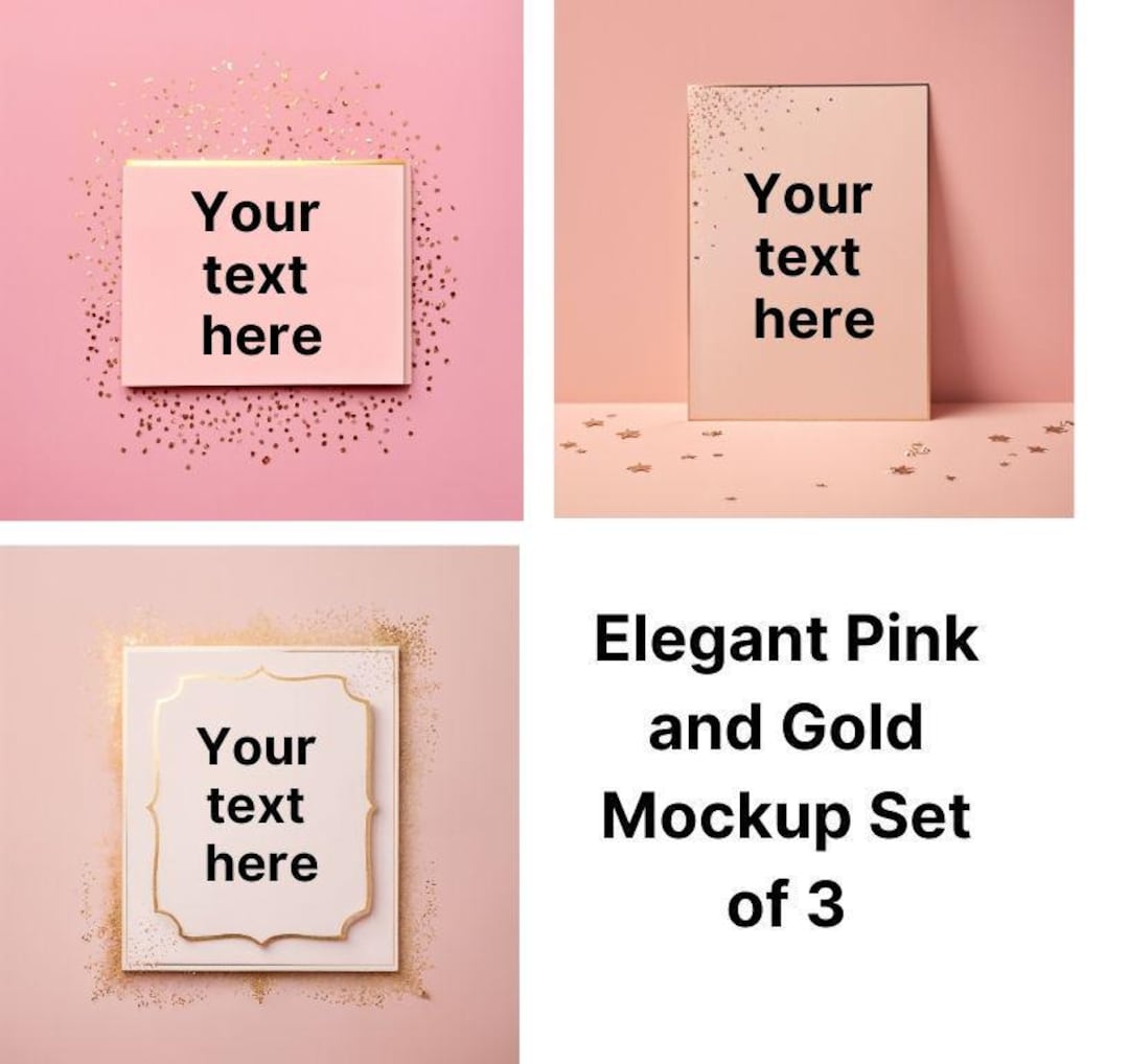 Elegant Pink Gold Card Mockup, Front-back Mockup, Minimalistic Template ...