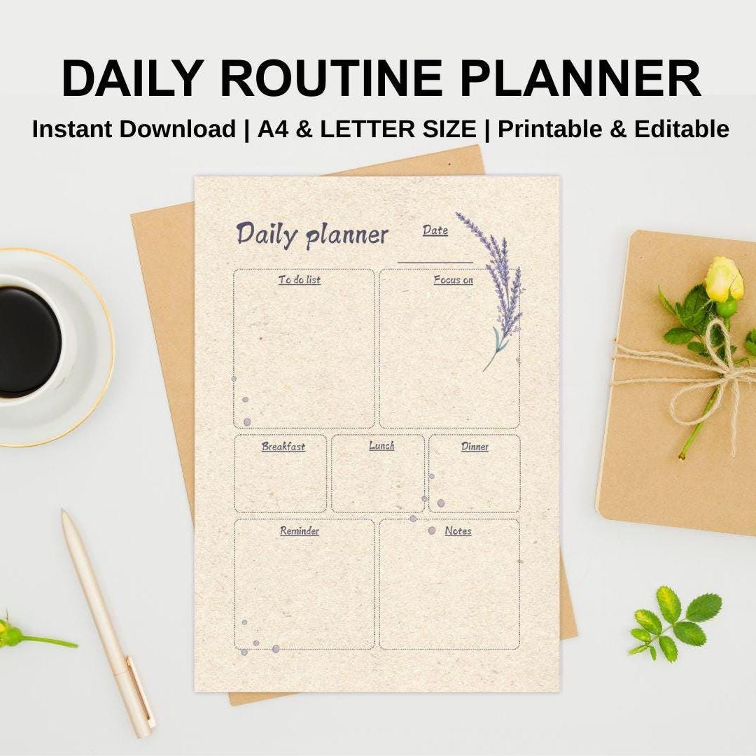 Daily Routine Checklist PDF, Task Trackers and Logs, Editable Task ...