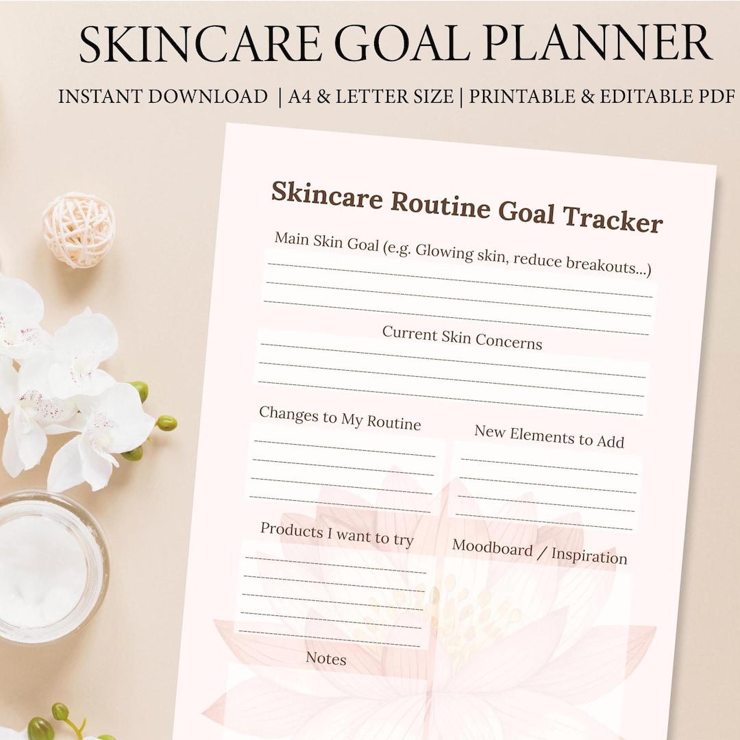 Skincare Goal Planner: Beauty Routine Tracker, Facial Chart (PDF ...