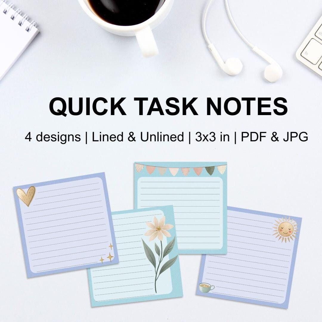 Pastel Mini Memo Sheets: 3x3 Kawaii Quick Task Notes, Printable Memo ...