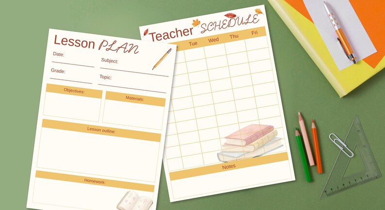 Back to School Teacher Planner, Week Schedule and Lesson Plan Template ...