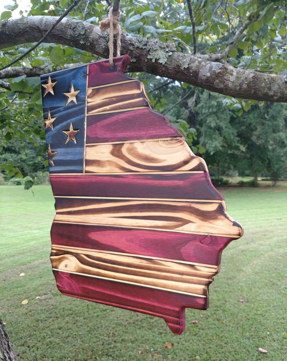 Wood State Sign W/ USA Flag - Etsy