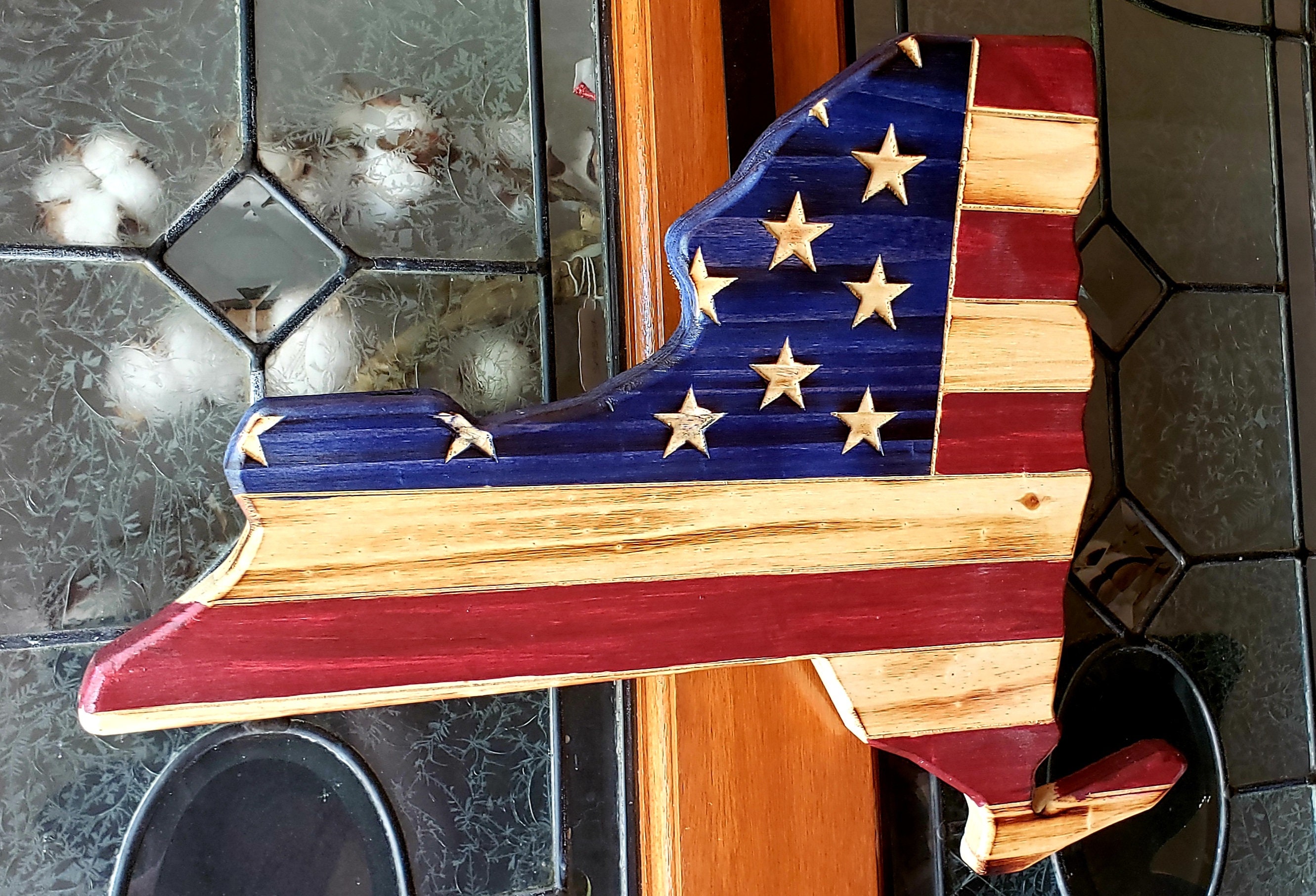 Wood State Sign W/ USA Flag - Etsy