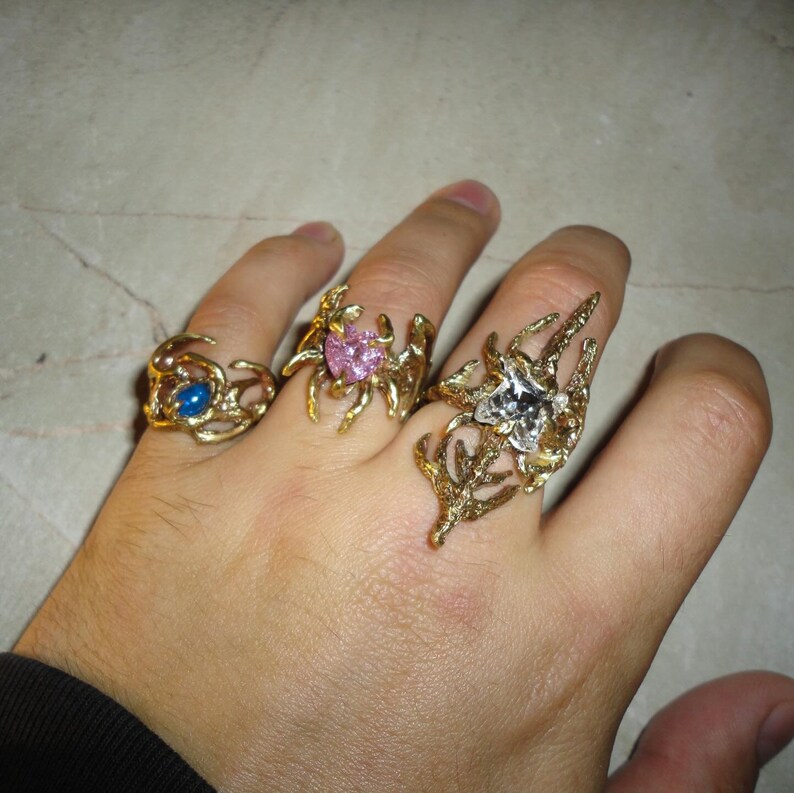 Cuty Astaroth Ring Y2k Softcore Pinky Crystal Aesthetic Spiky Demon ...