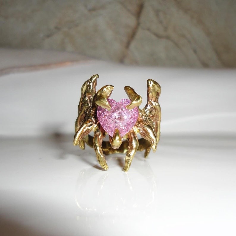Cuty Astaroth Ring Y2k Softcore Pinky Crystal Aesthetic Spiky Demon ...