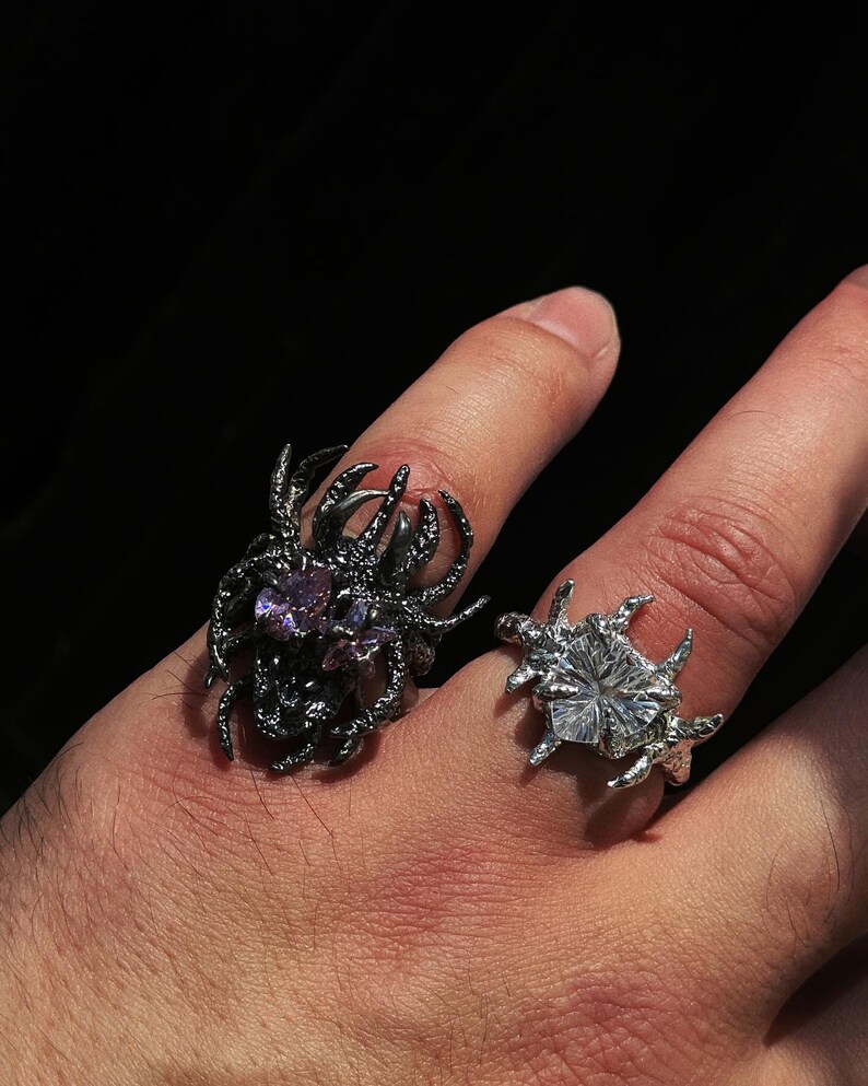 Y2k Spiky Heart Ring Gothic Aesthetic Thorny - Etsy