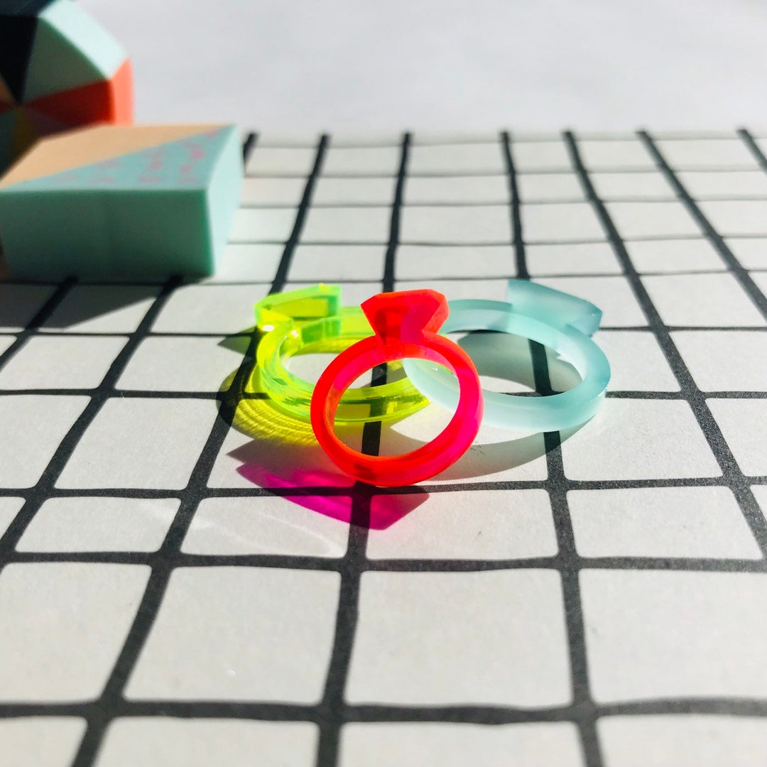 Diamond Ring Neon Jewel Neon Ring Minimalist Jewel - Etsy