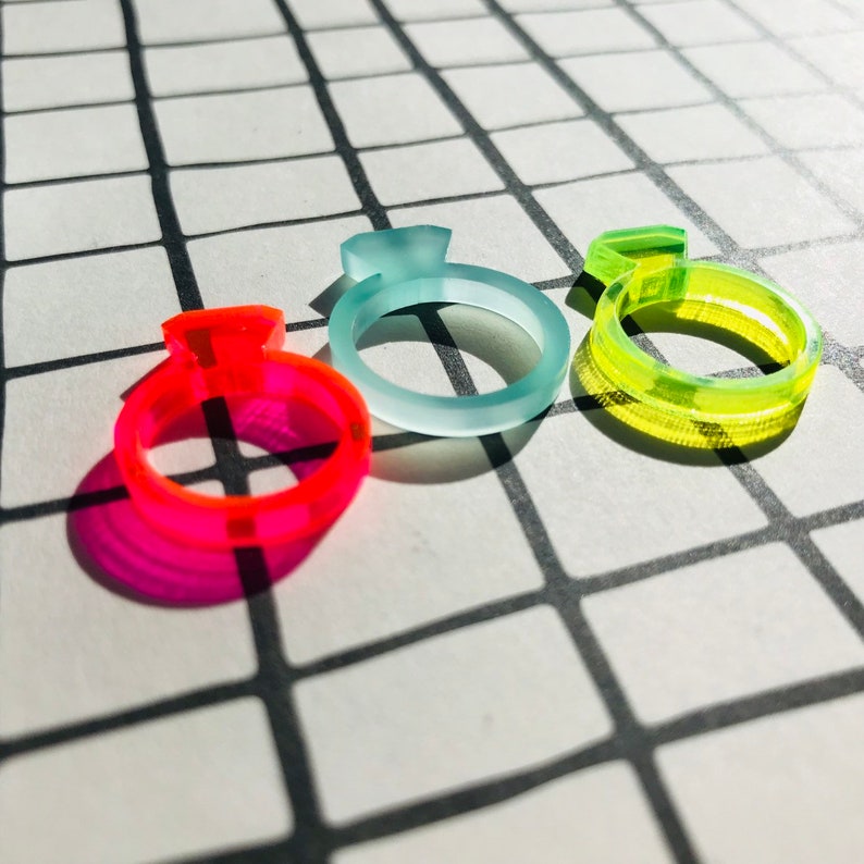 Diamond Ring Neon Jewel Neon Ring Minimalist Jewel | Etsy