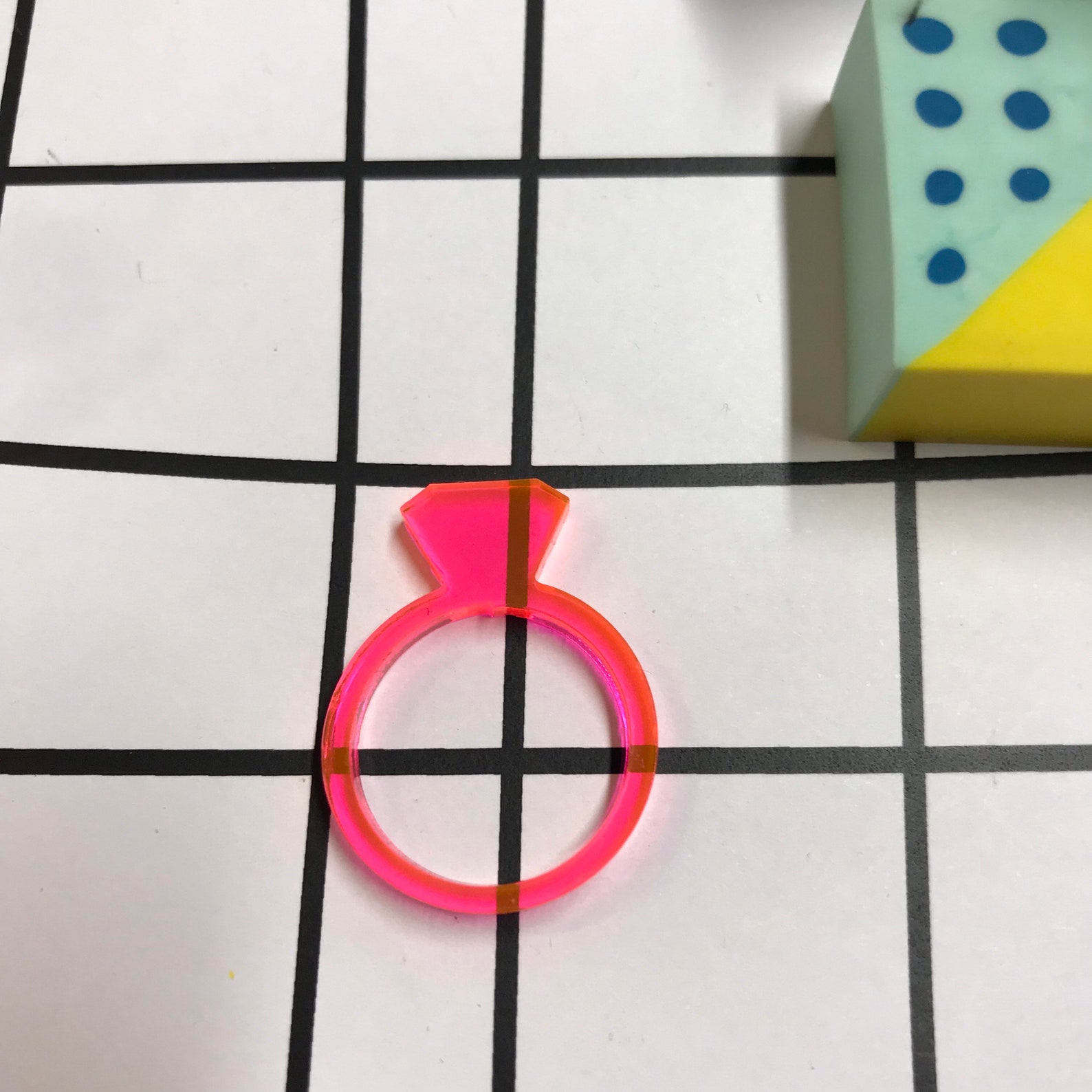 Diamond Ring Neon Jewel Neon Ring Minimalist Jewel | Etsy