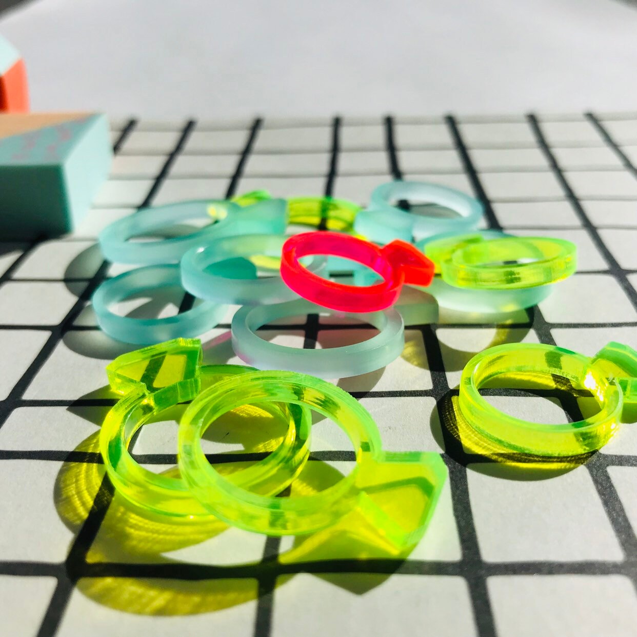 Diamond ring neon jewel neon ring minimalist jewel | Etsy