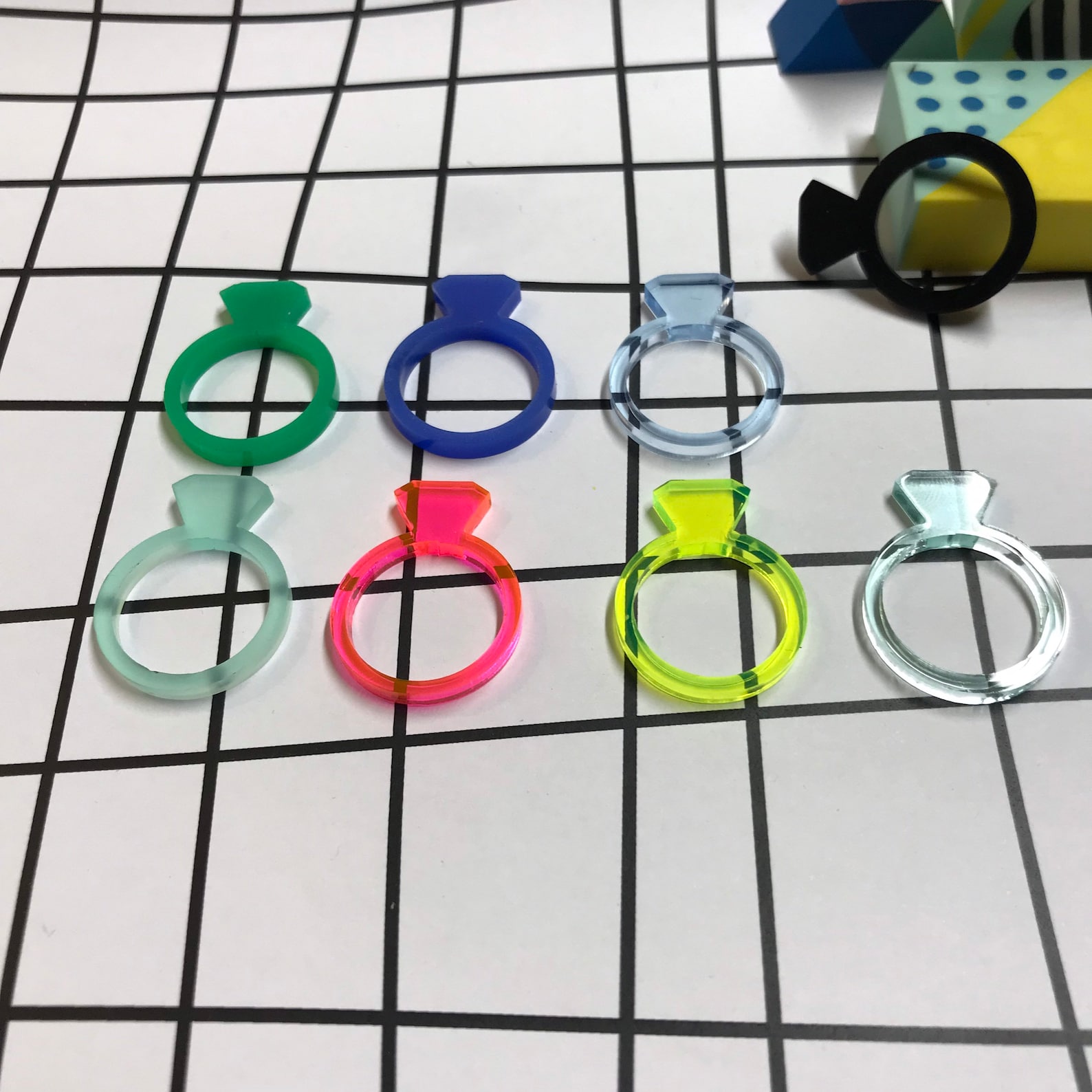 Diamond Ring Neon Jewel Neon Ring Minimalist Jewel | Etsy