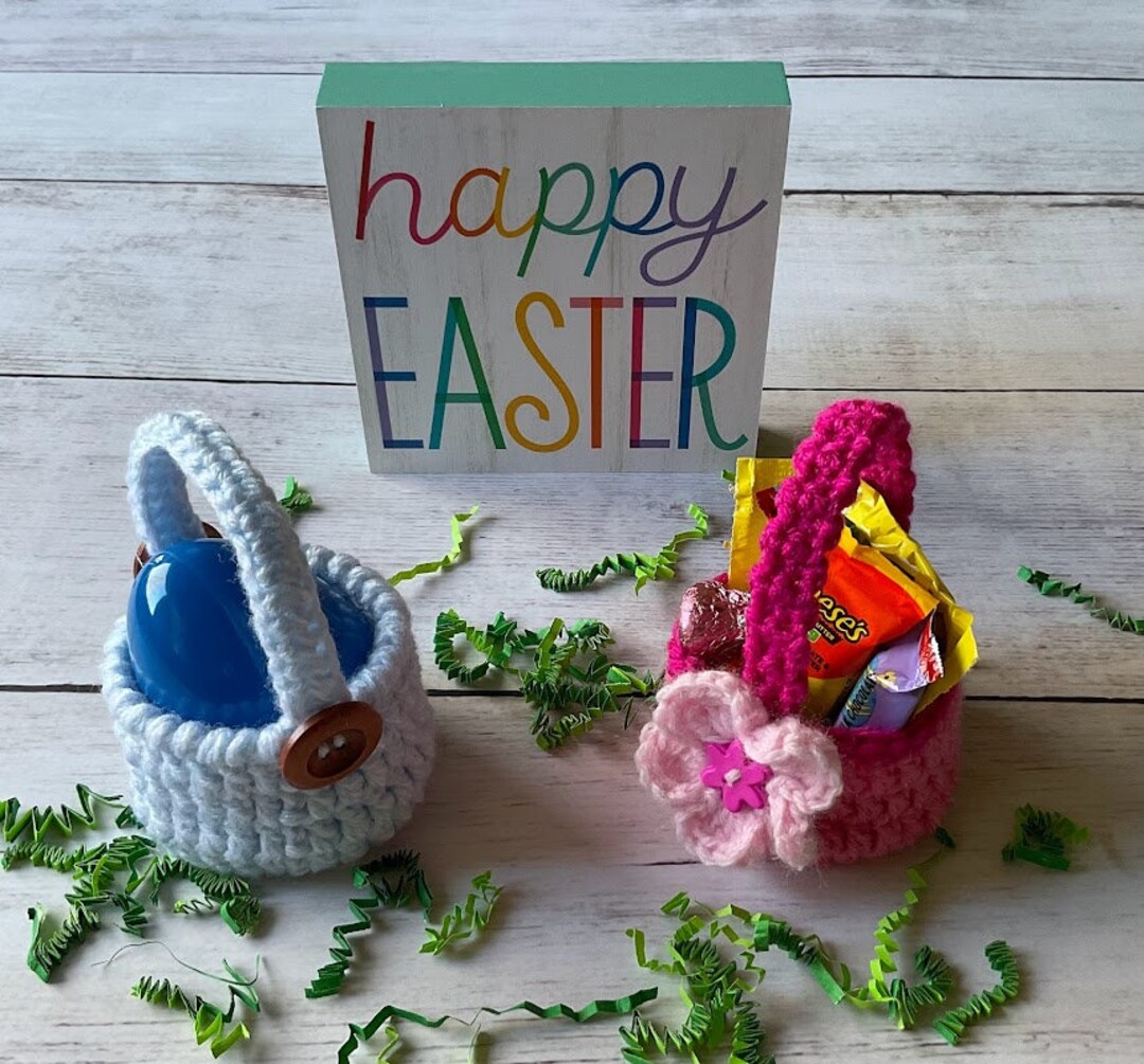 EASTER MINI BASKETS 2 Crochet Baskets Easter Home Decor Easter Gift ...