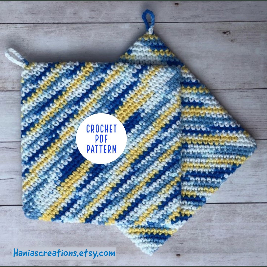 POTHOLDER PDF PATTERN Crochet Double Sided Potholder Pattern Instant ...