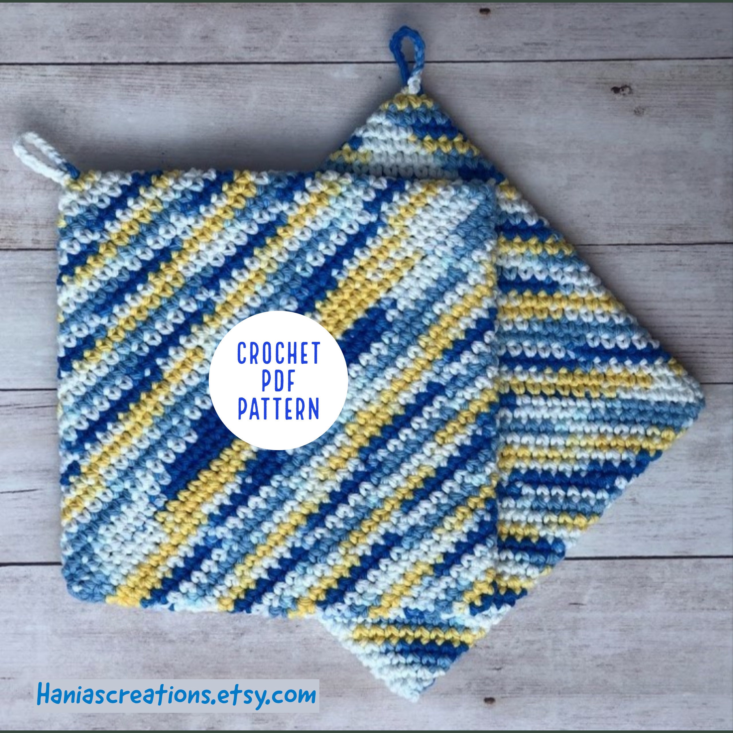 POTHOLDER PDF PATTERN Crochet Double Sided Potholder Pattern - Etsy