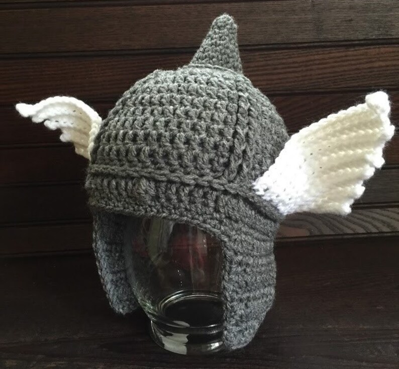 CROCHET THOR HAT Gray Thor Helmet Super Hero Hat Halloween - Etsy