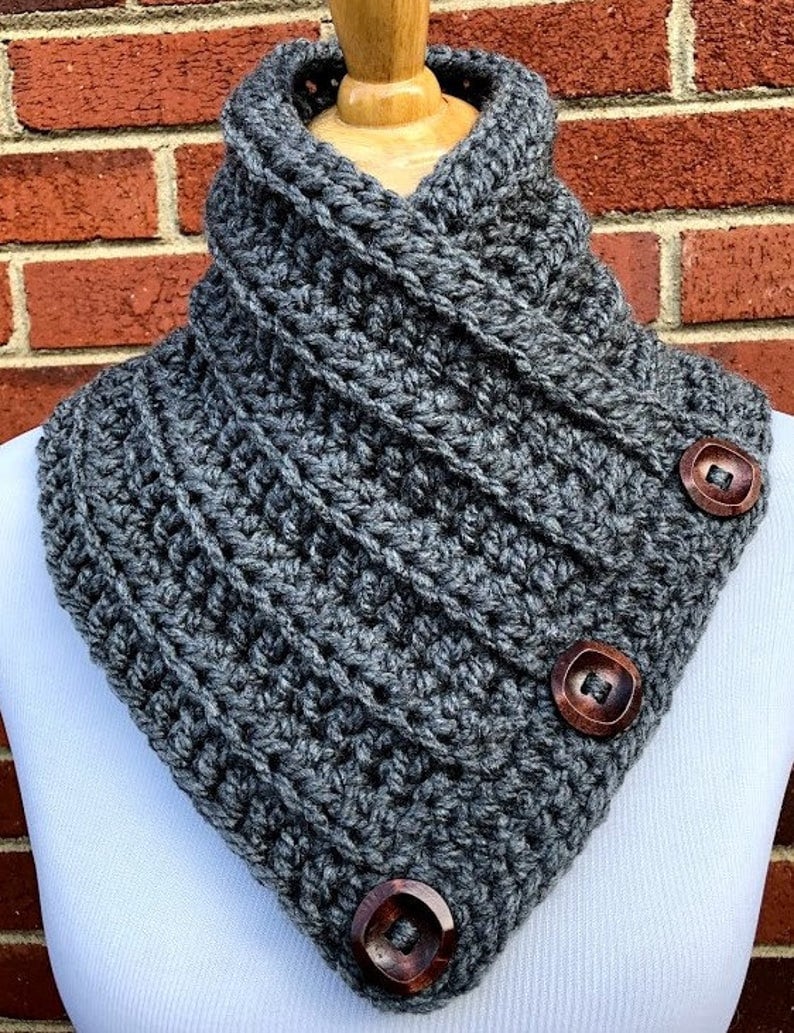 CROCHET PDF PATTERN Combo Chunky Cowl Easy Pattern Button Cowl | Etsy