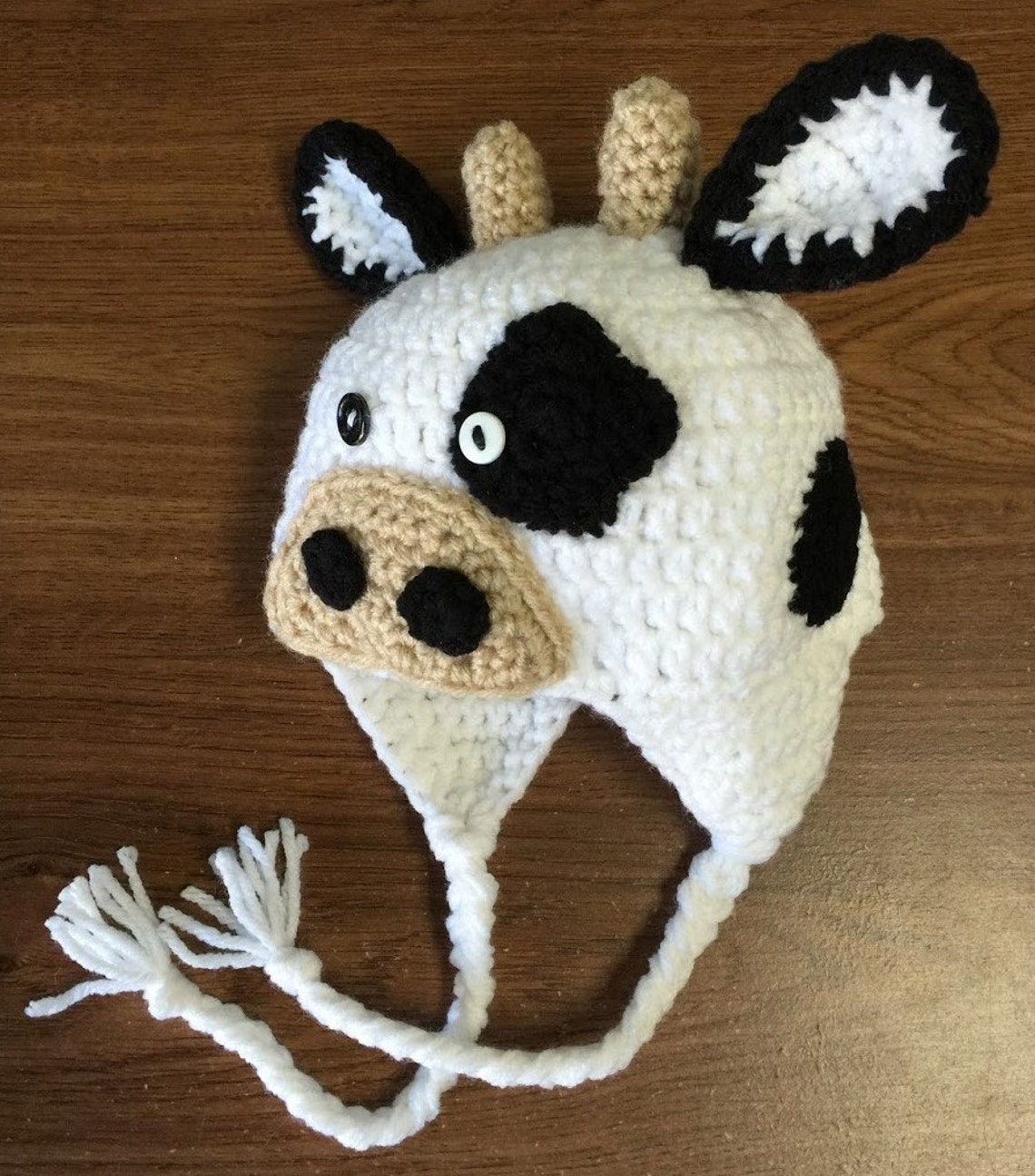 Crochet Cow Hat Baby Photo Prop Handmade Cow Earflap Hat | Etsy
