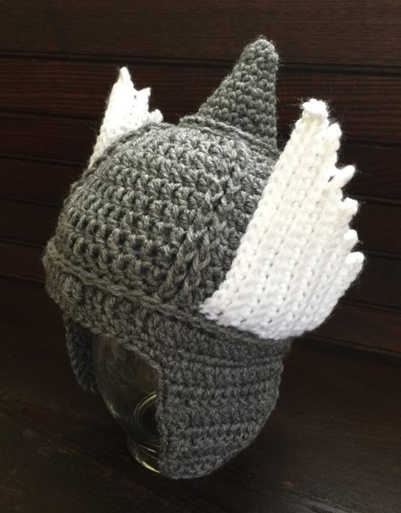 CROCHET THOR HAT Gray Thor Helmet Super Hero Hat Halloween | Etsy