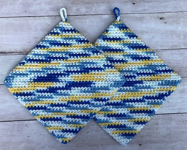POTHOLDER PDF PATTERN Crochet Double Sided Potholder Pattern - Etsy