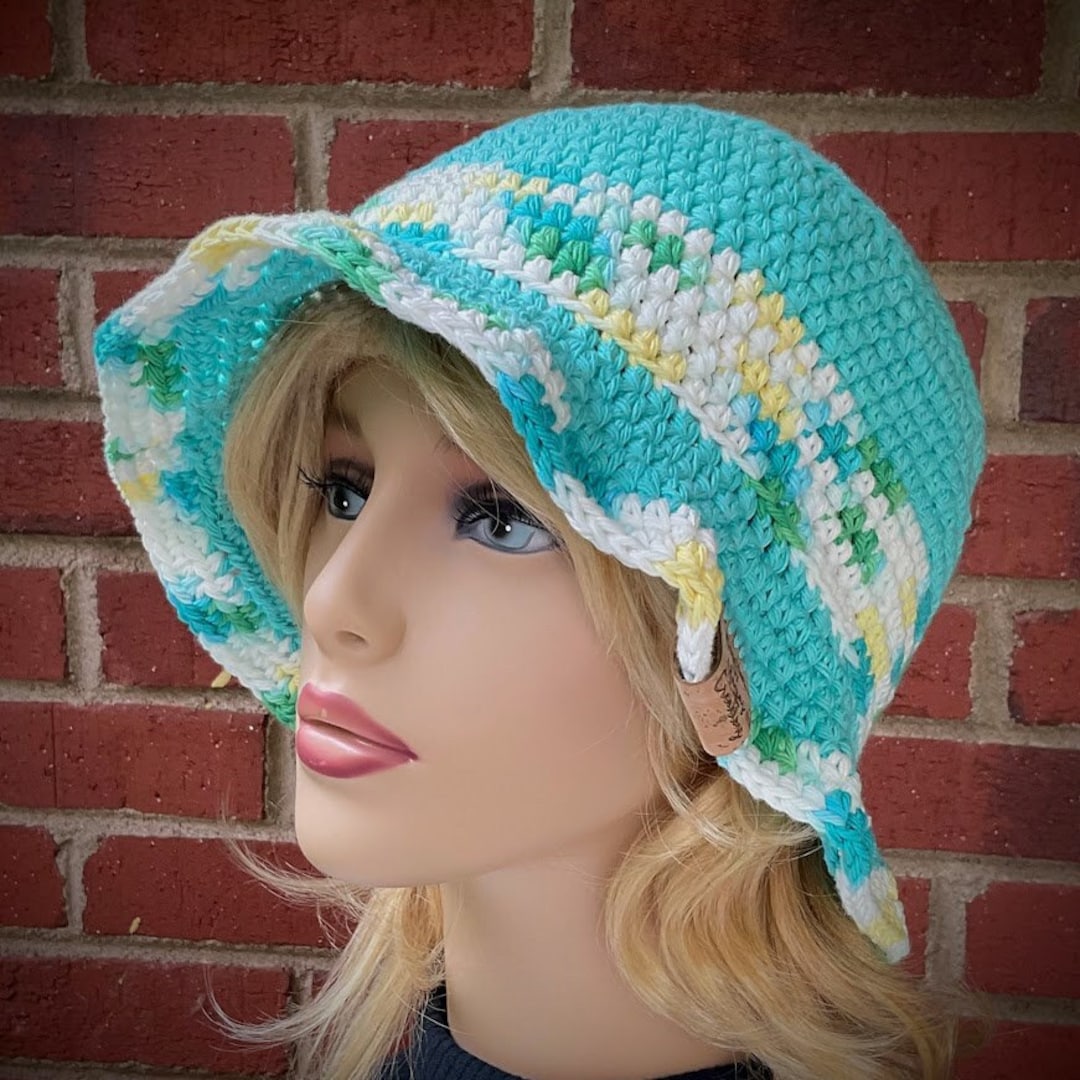 BUCKET HAT Crochet Cotton Hat Eco Friendly Summer Bucket Hat Green ...